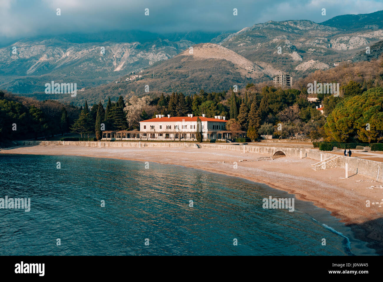 The park Milocer, Villa, beach Queen. Near the island of Sveti Stefan ...