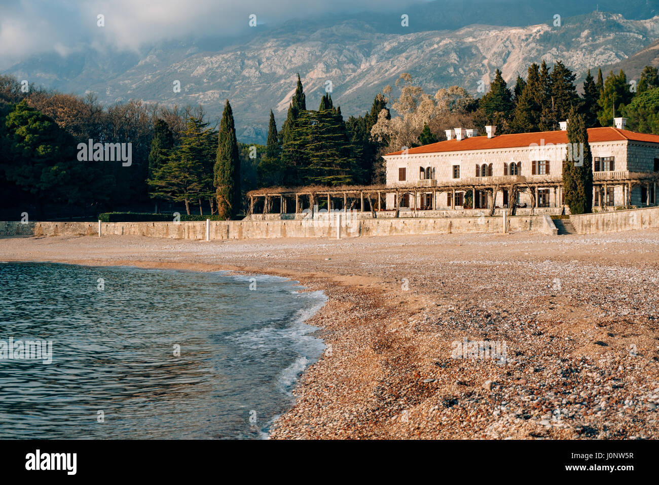 Beautiful romantic outdoor view with old luxury Villa Milocer Hotel in ...