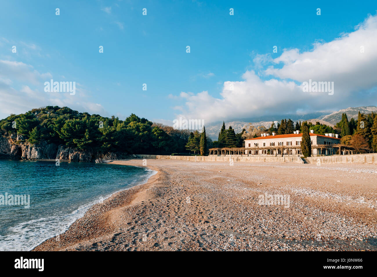 Beautiful romantic outdoor view with old luxury Villa Milocer Hotel in ...