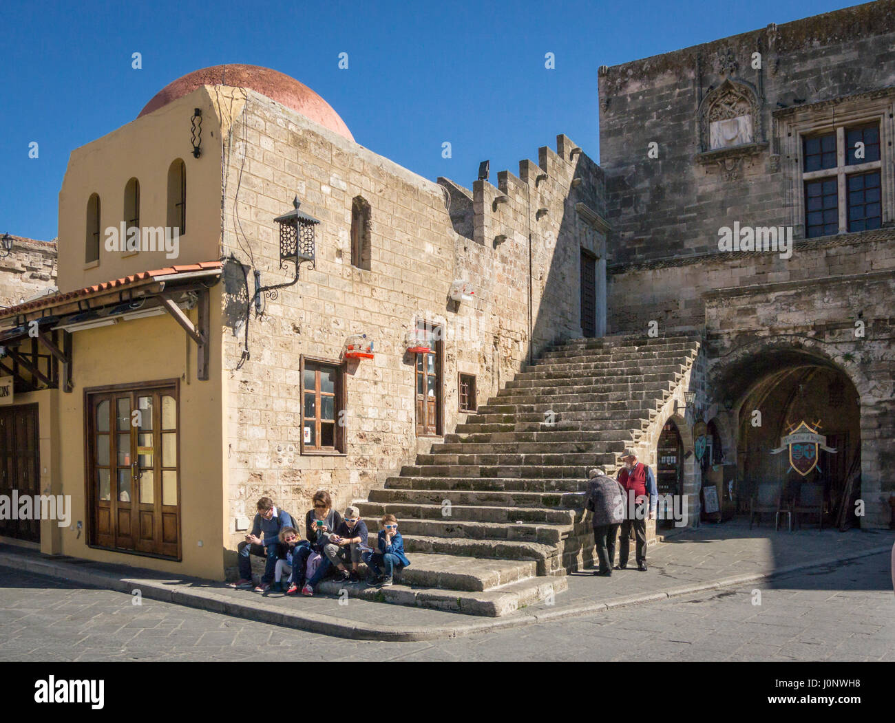 Hippocrates Square, old town of Rhodes, Greece Stock Photo - Alamy