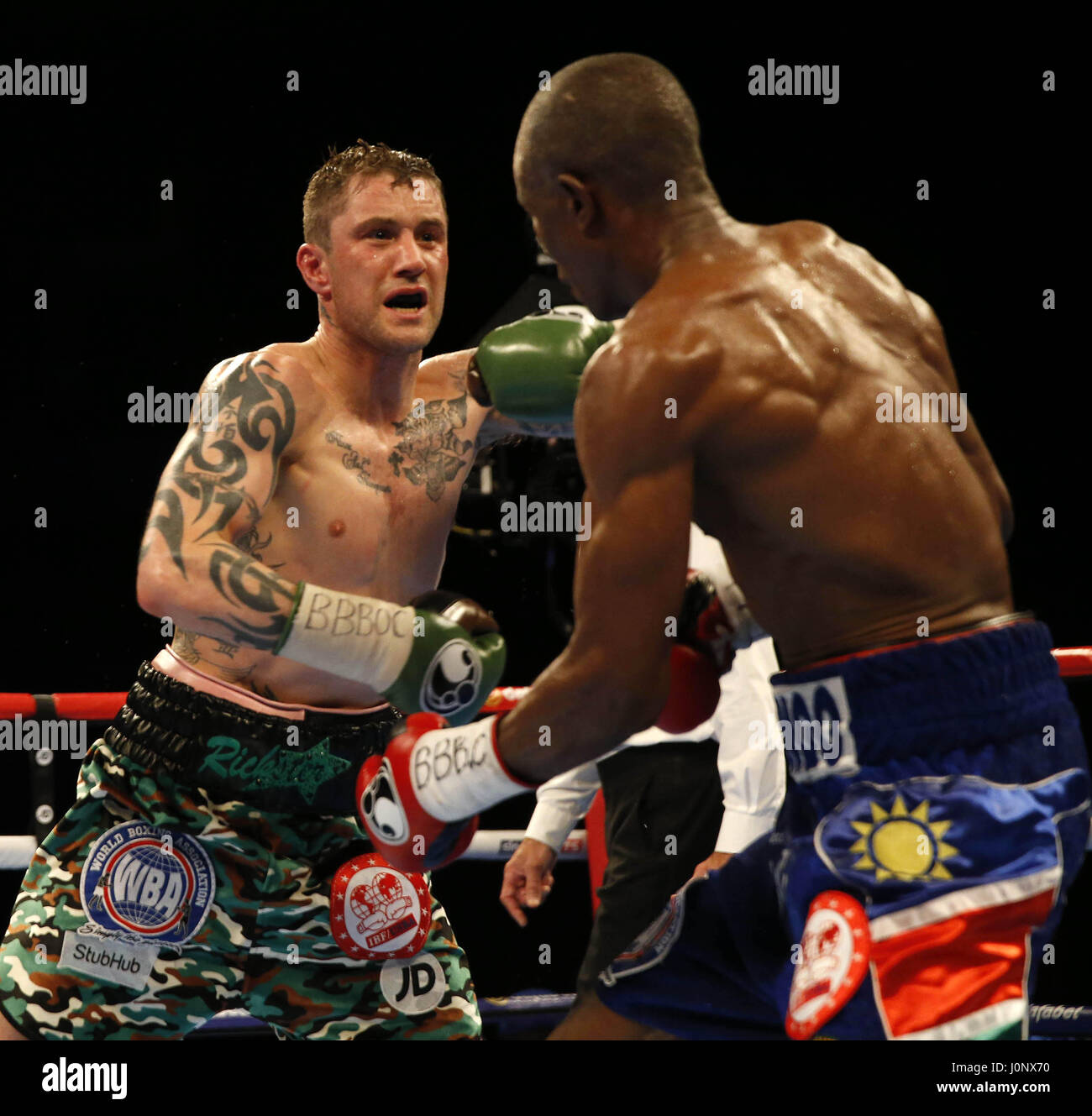 Ricky Burns and Julius Indongo during the WBA, IBF and IBO Super ...