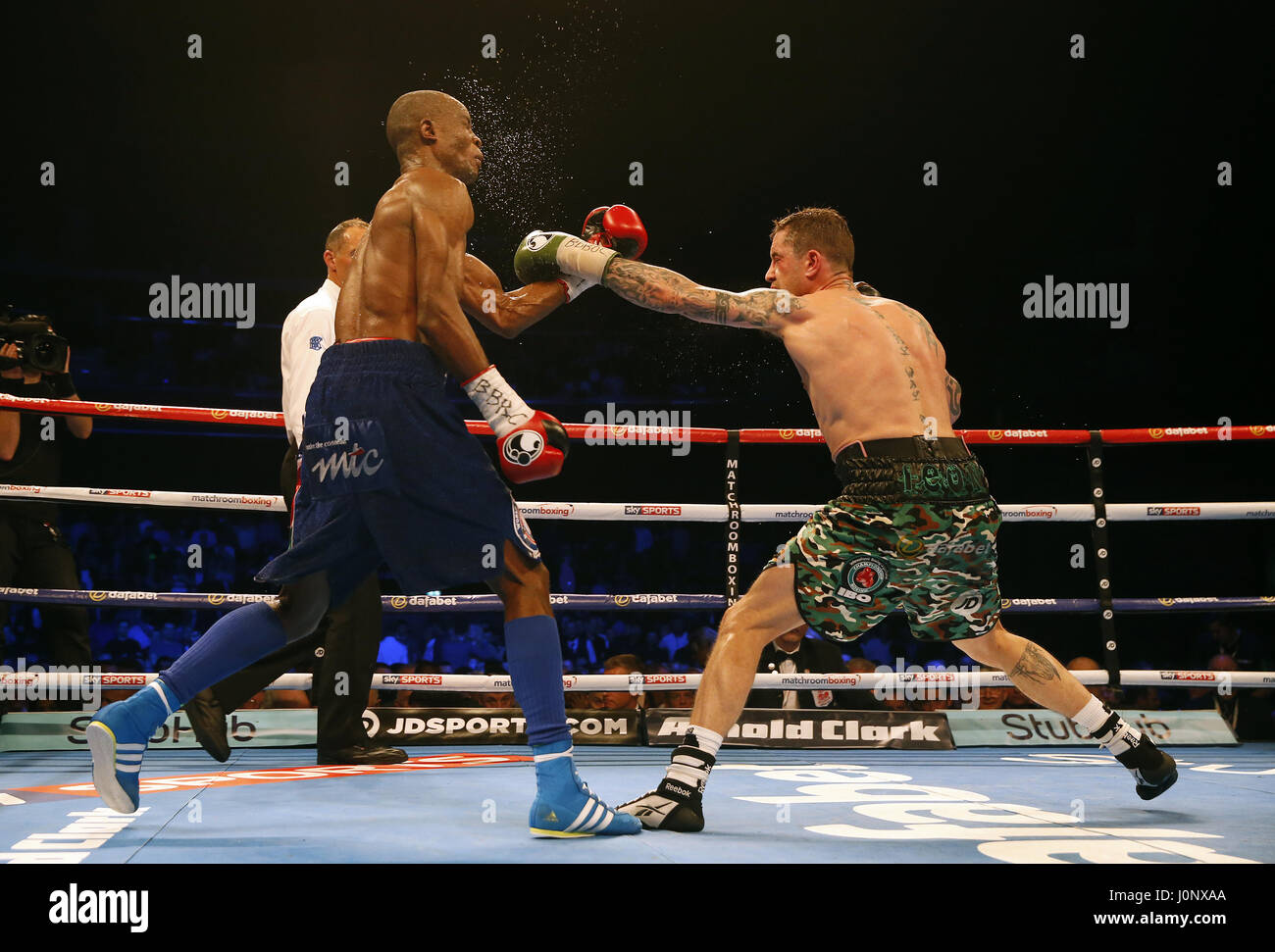 Ricky Burns and Julius Indongo during the WBA, IBF and IBO Super ...