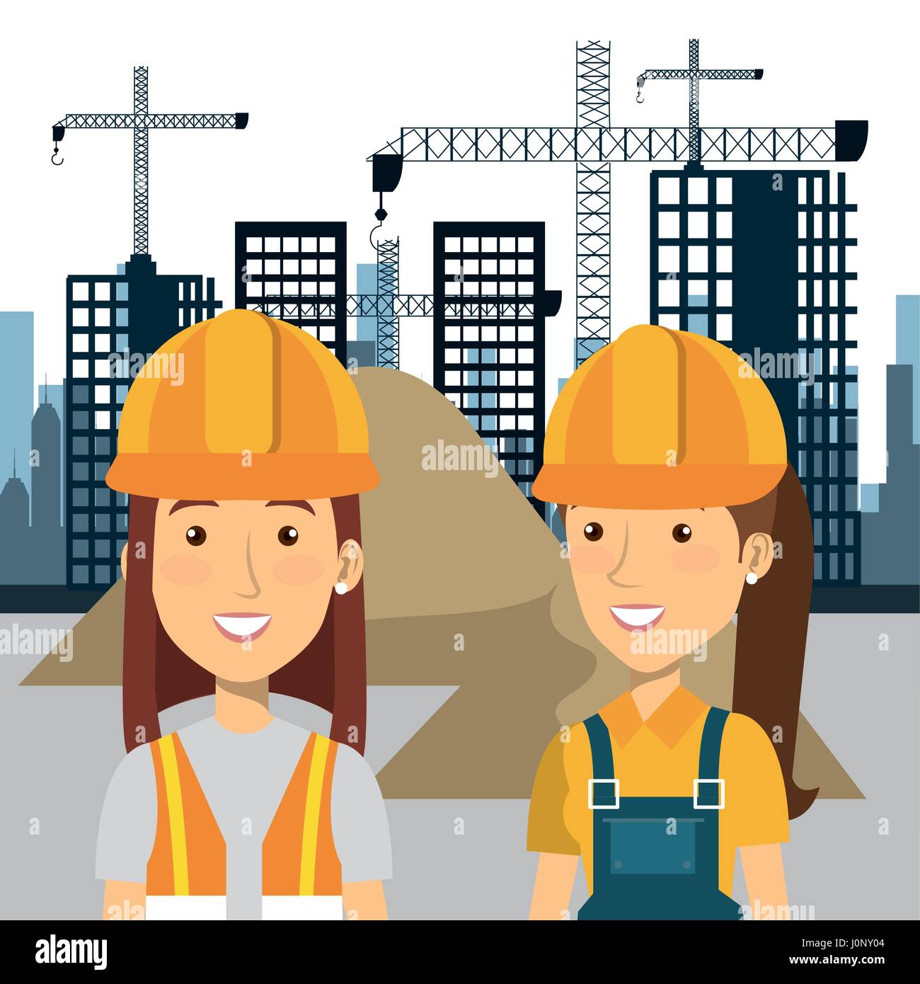Team work cartoon crane construction hi-res stock photography and ...
