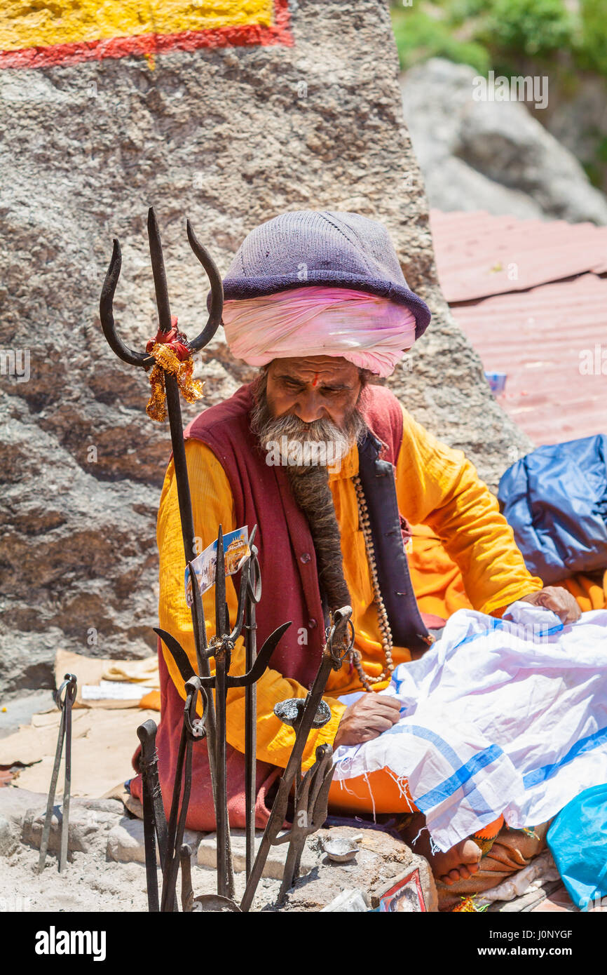 BADRINATH - INDIA, JUNE 5th - An old sadhu at the temple of Badarinath ...