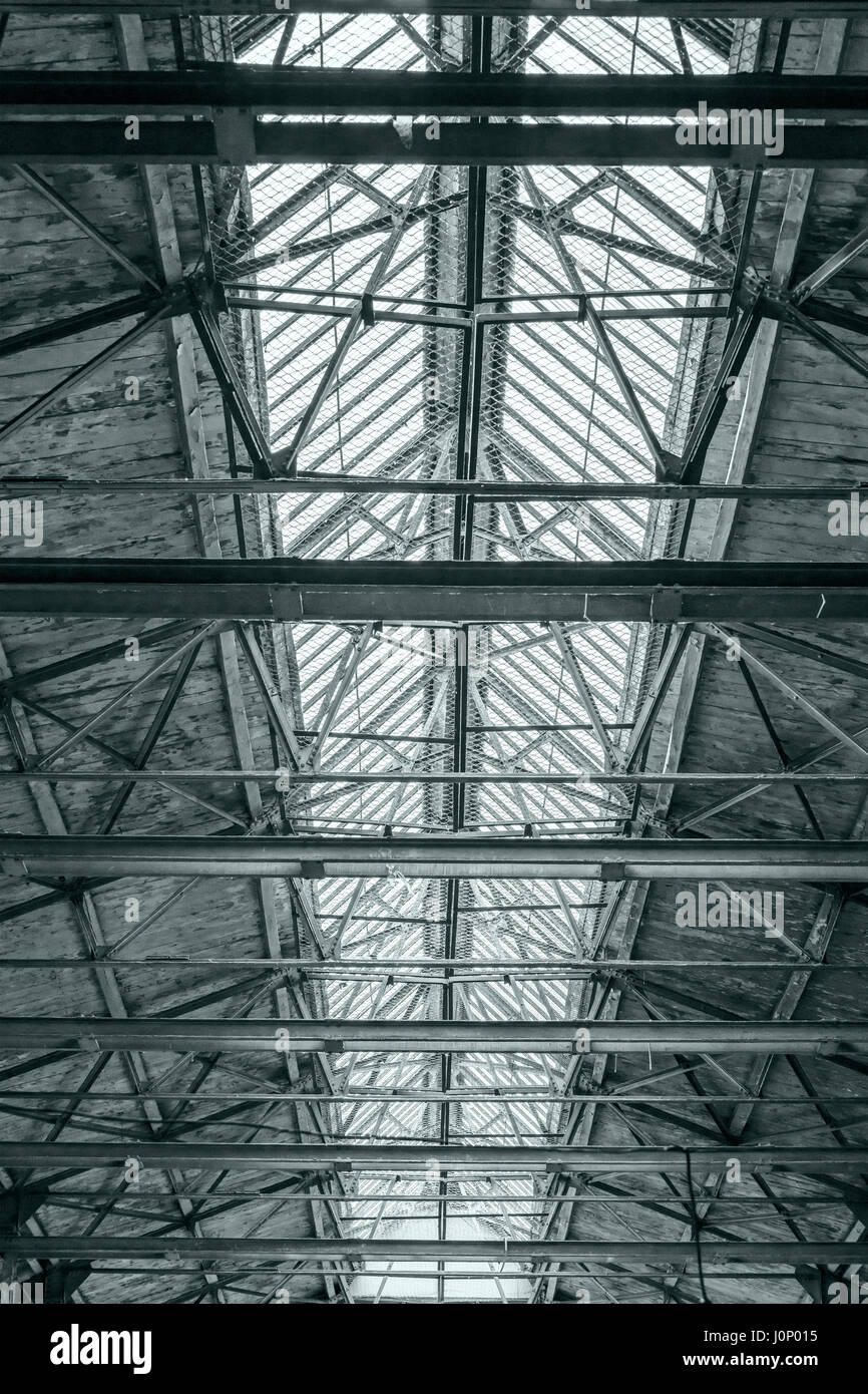 ceiling of factory with steel beams. roof of industrial building Stock ...