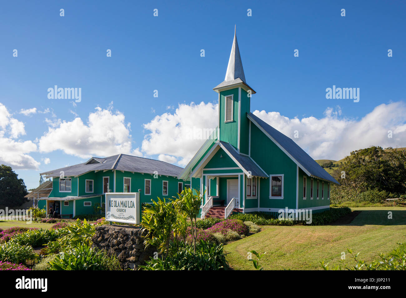 Ke Ola Mau Loau Church, 1931, Waimea, Kamuela, Island of Hawaii Stock ...