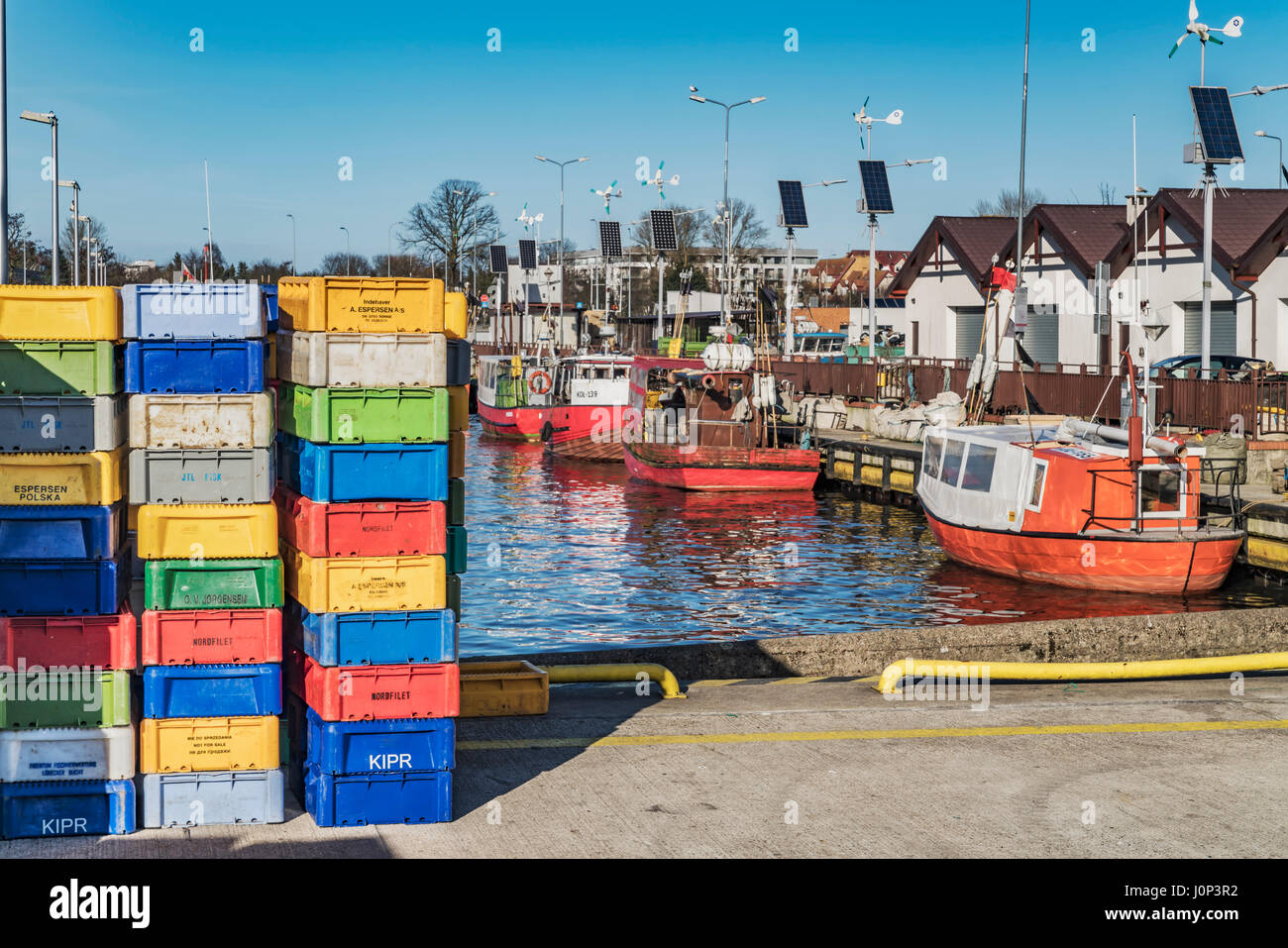 The fishing harbor of Kolobrzeg is located at the mouth of the Parseta ...