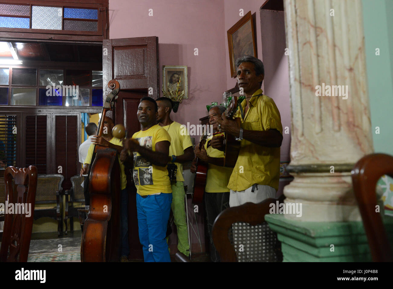 Cuban band playing in a restaurant in Trinidad Stock Photo - Alamy