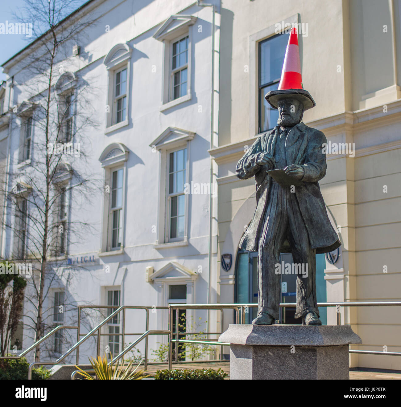 Thomas Edward Brown Manx Poet Statue With traffic cone on his head ...
