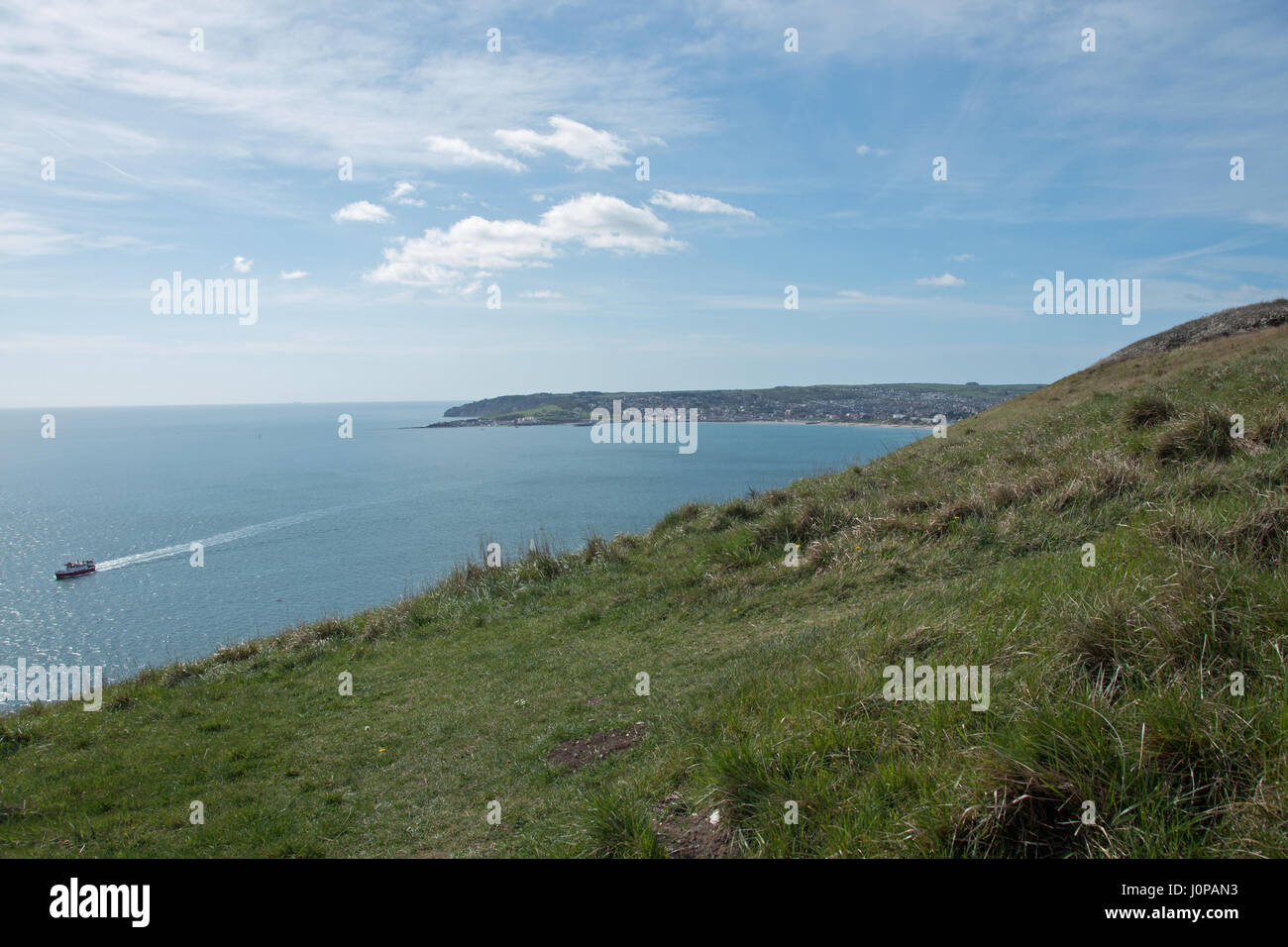 Views from the top of Ballard Cliffs over Swanage Bay Stock Photo - Alamy
