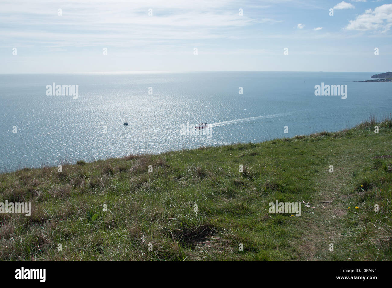 Views from the top of Ballard Cliffs over Swanage Bay Stock Photo - Alamy