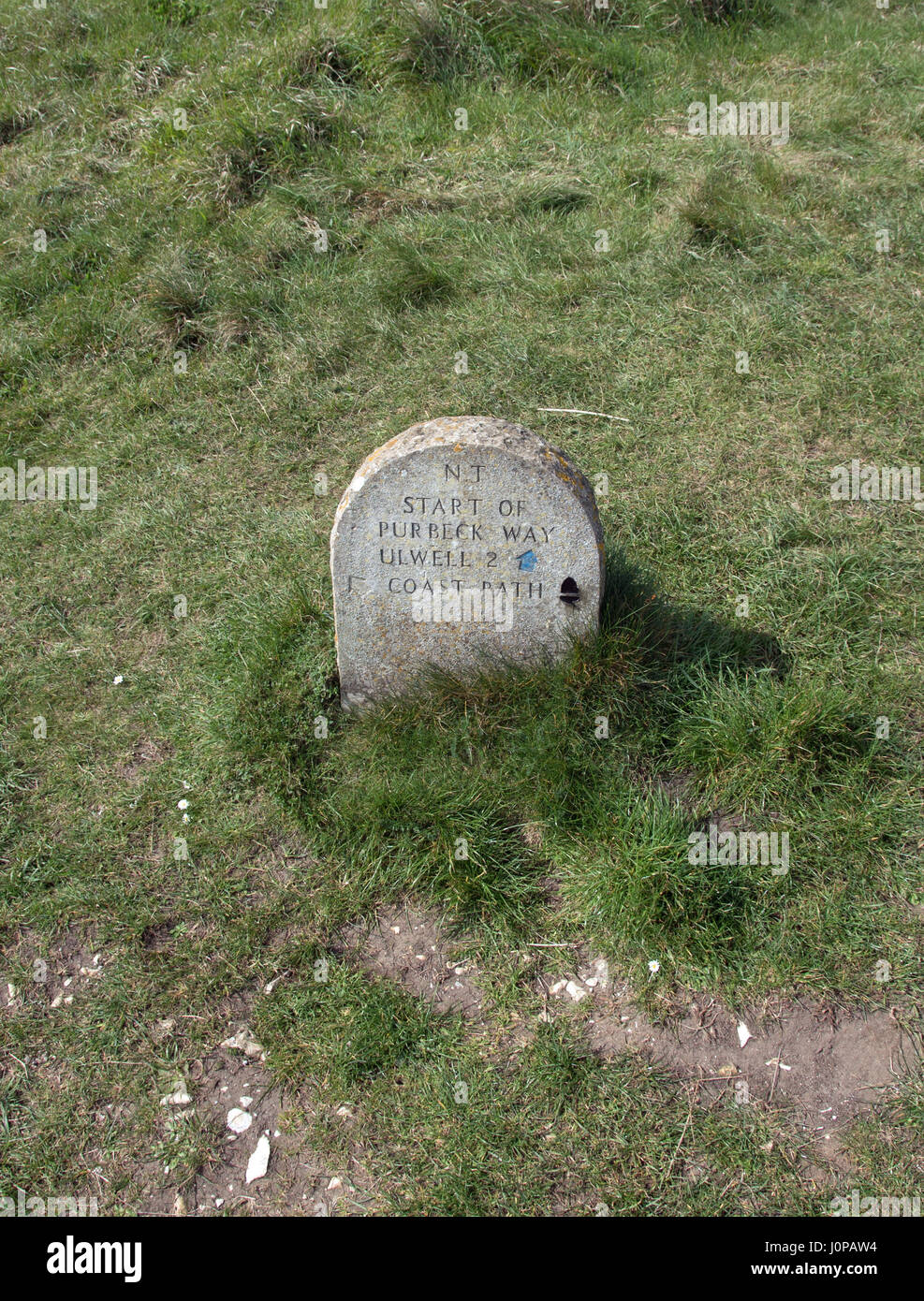 The start of the Purbeck Way on Ballard Down, Dorset Stock Photo - Alamy