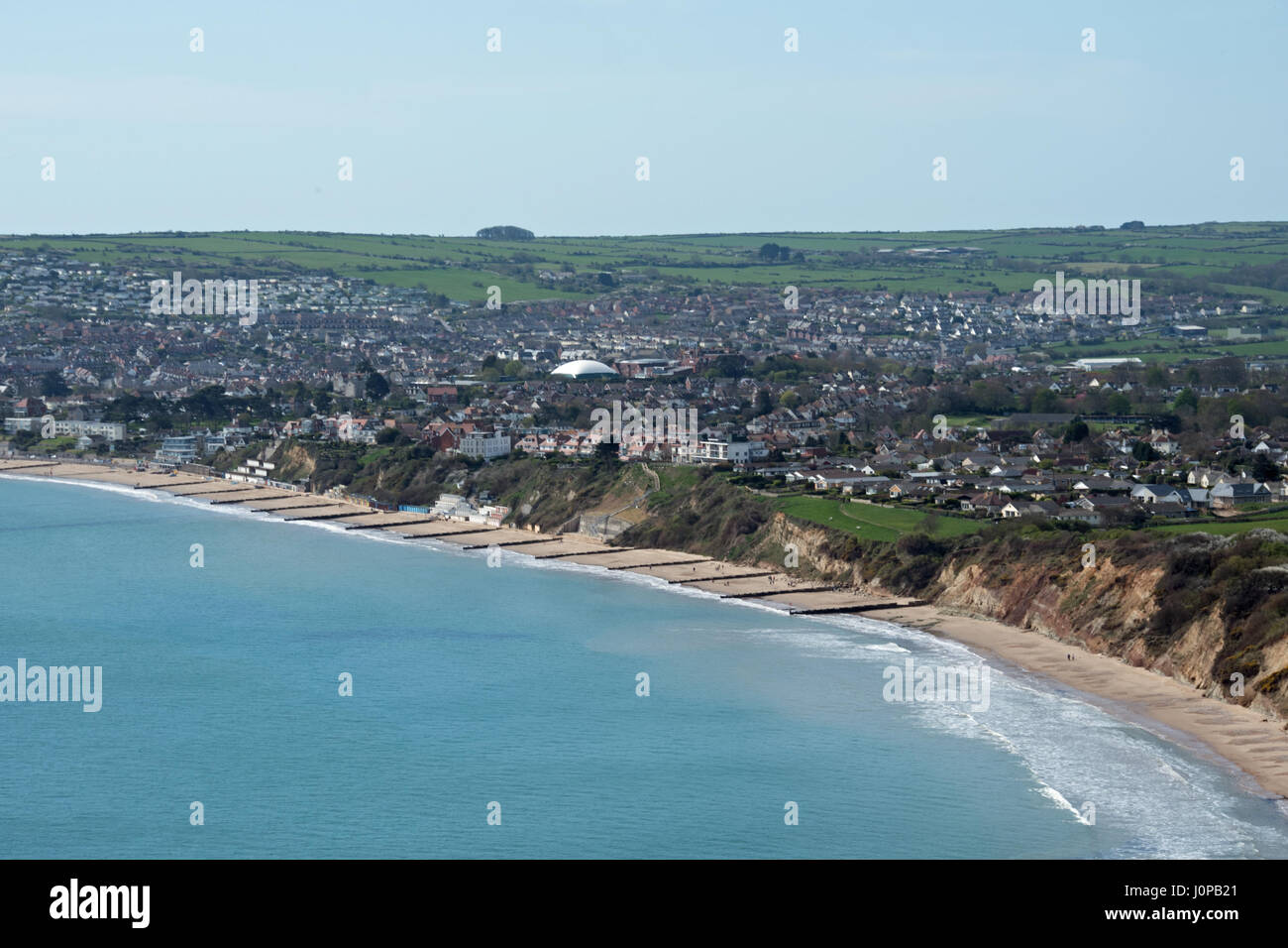 Views from the top of Ballard Cliffs over Swanage Bay Stock Photo - Alamy
