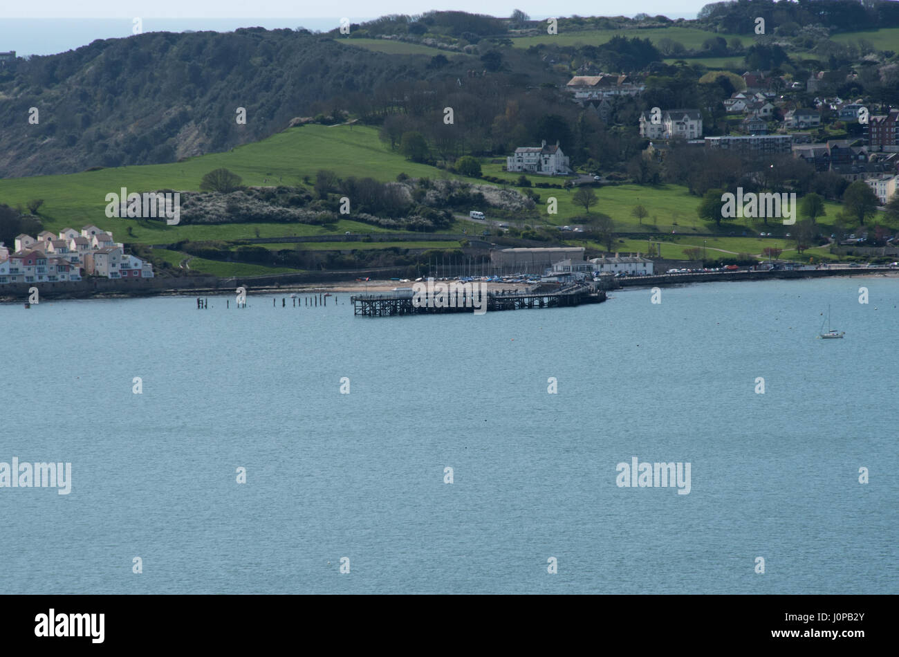 Views from the top of Ballard Cliffs over Swanage Bay Stock Photo - Alamy