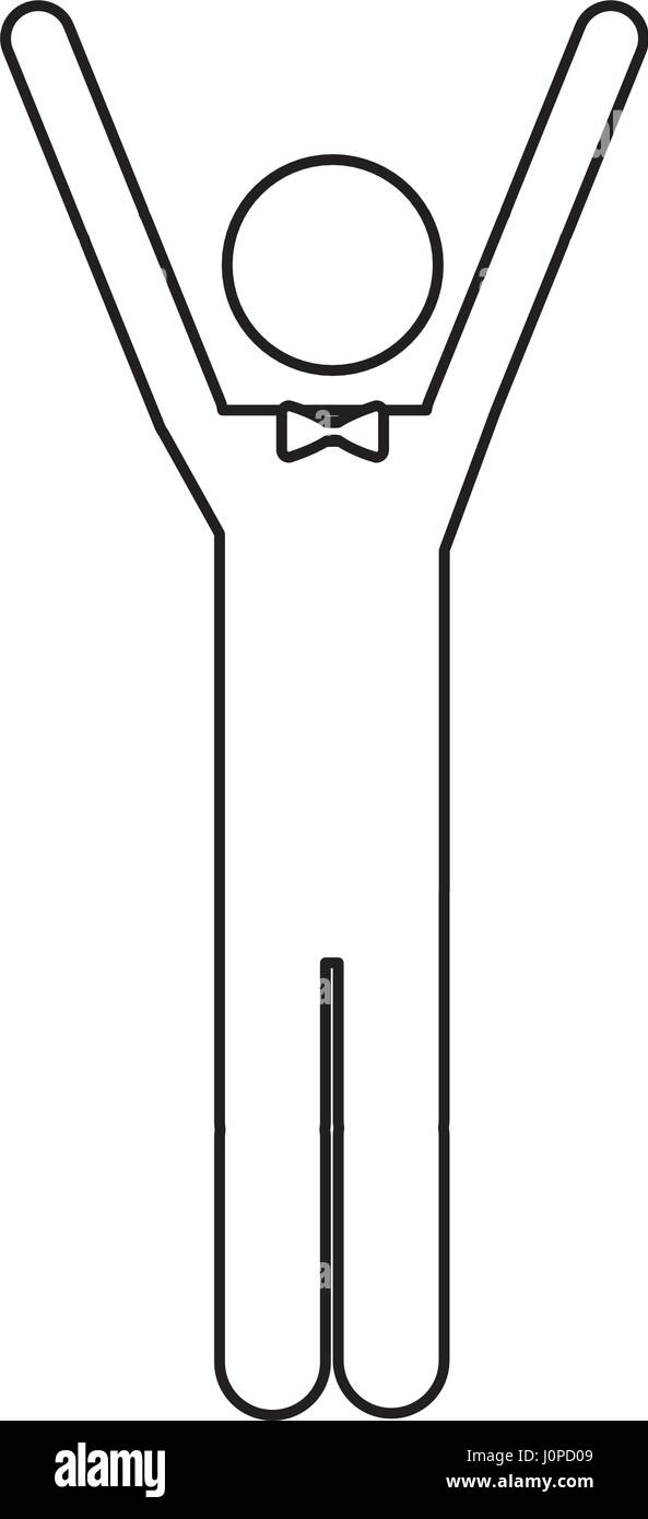 monochrome contour pictogram of waiter with extended arms Stock Vector ...