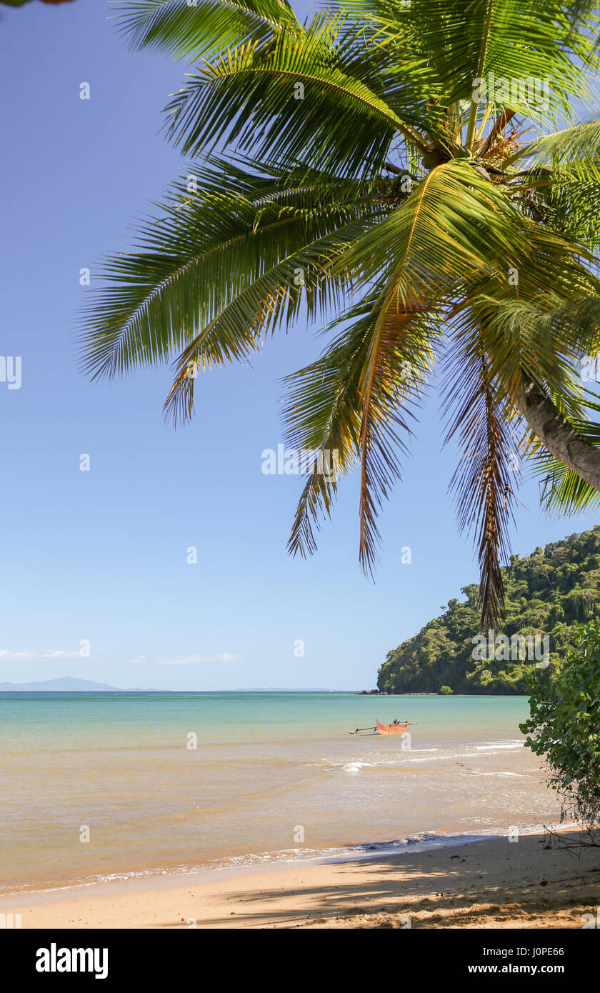 A tranquil sun and sea scene. The gently rolling waves of the sea roll ...