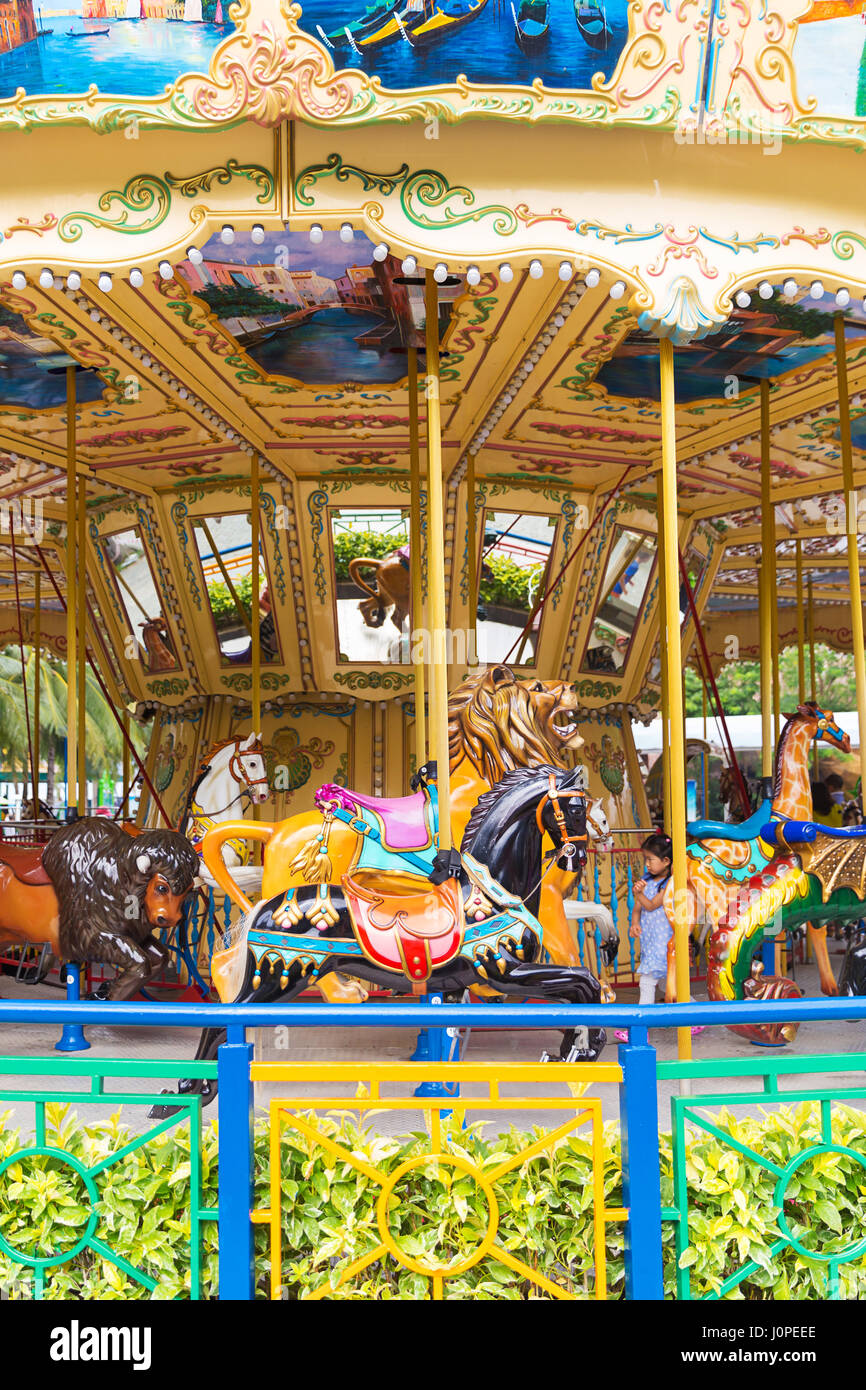 Pretty carousel adventure amusement entertainment park for fun Stock ...