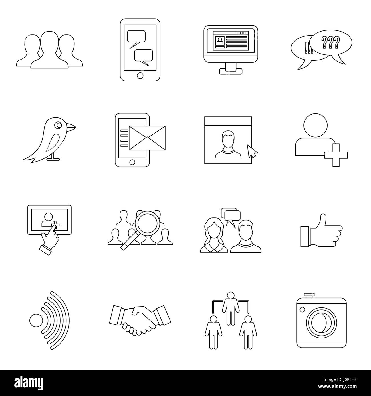Social network icons set, outline style Stock Vector Image & Art - Alamy