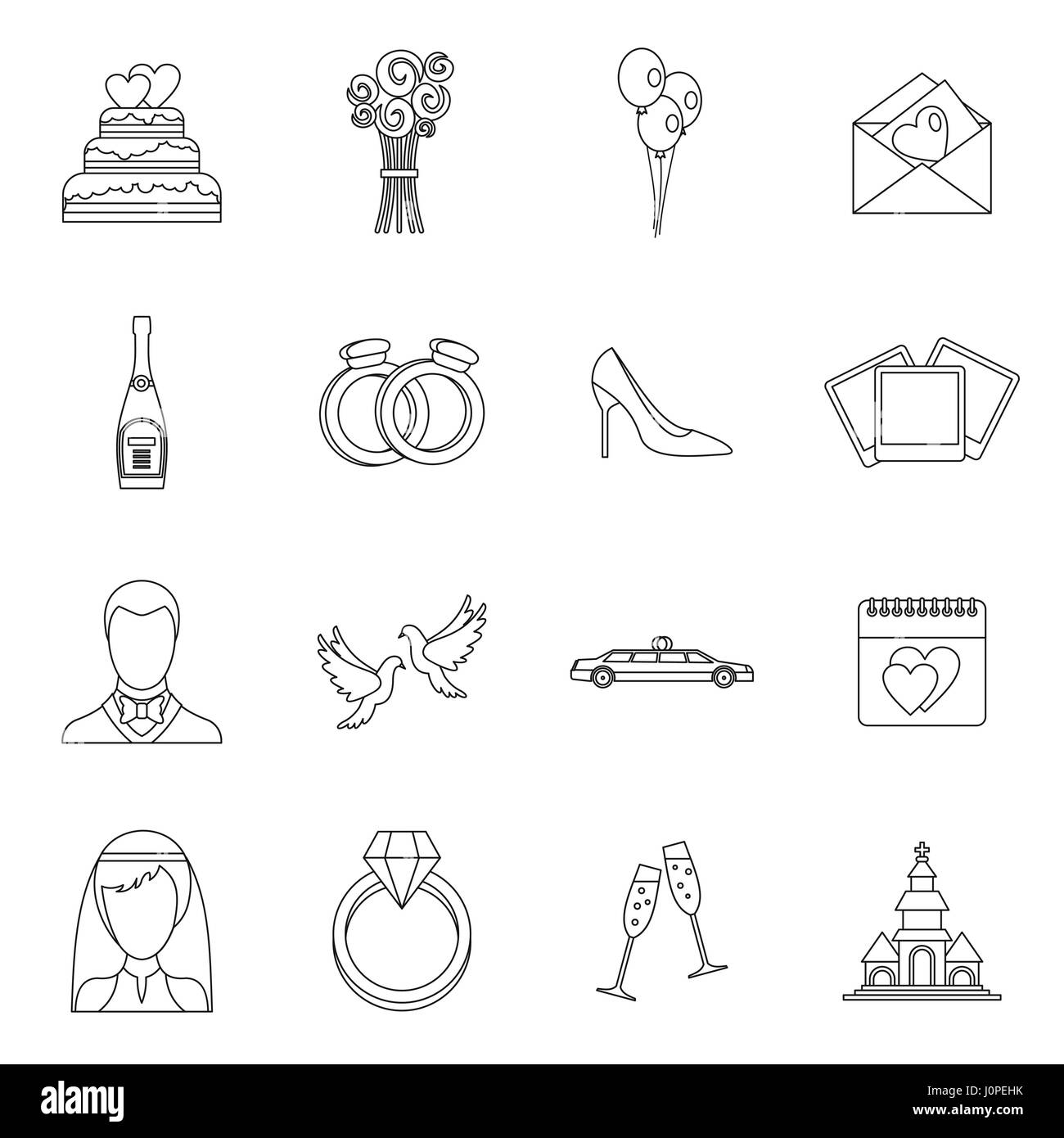 Wedding icons set, outline style Stock Vector Image & Art - Alamy