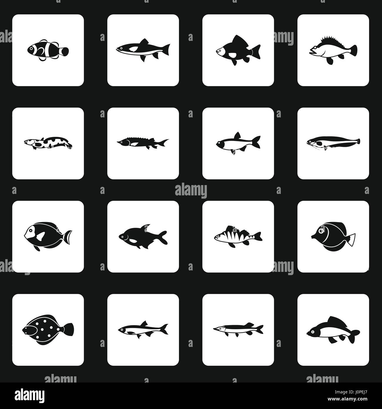 Fish icons set, simple style Stock Vector Image & Art - Alamy