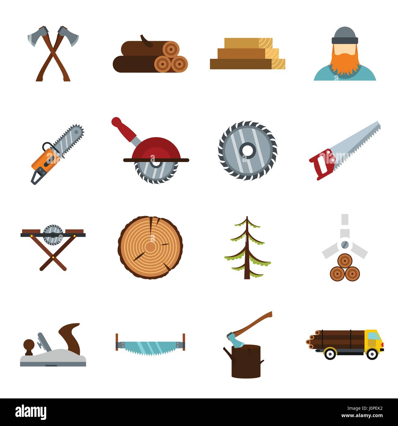 Timber industry icons set, flat style Stock Vector Image & Art - Alamy
