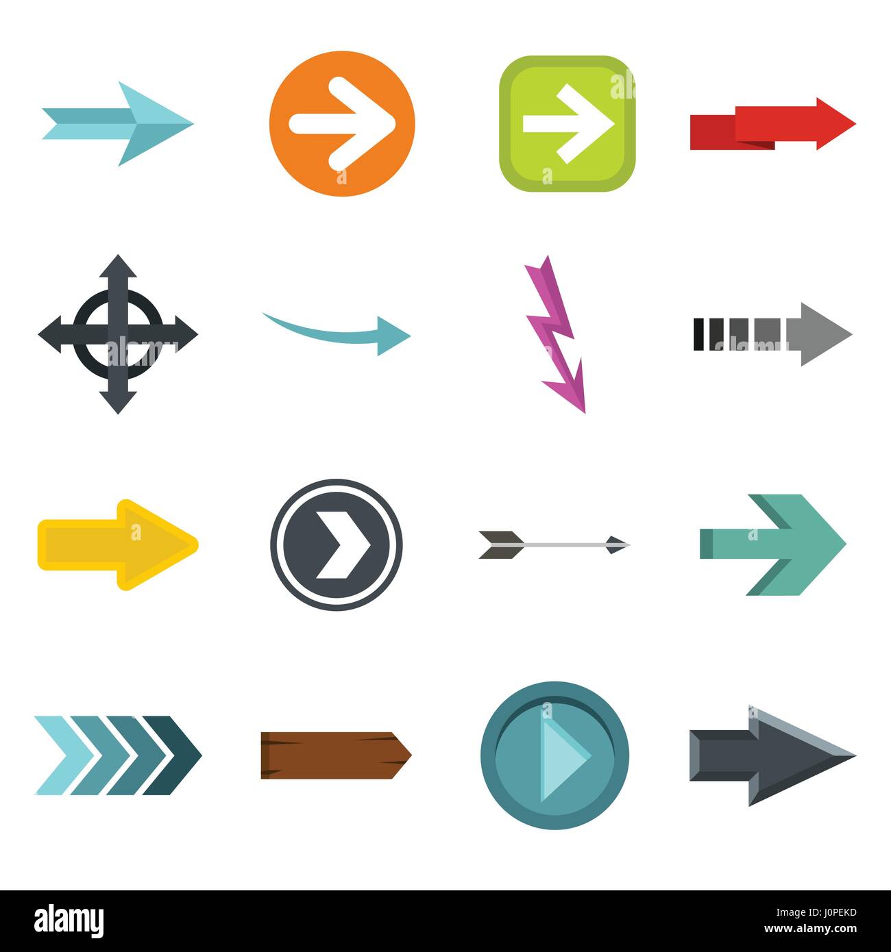 Arrow icons set, flat style Stock Vector Image & Art - Alamy