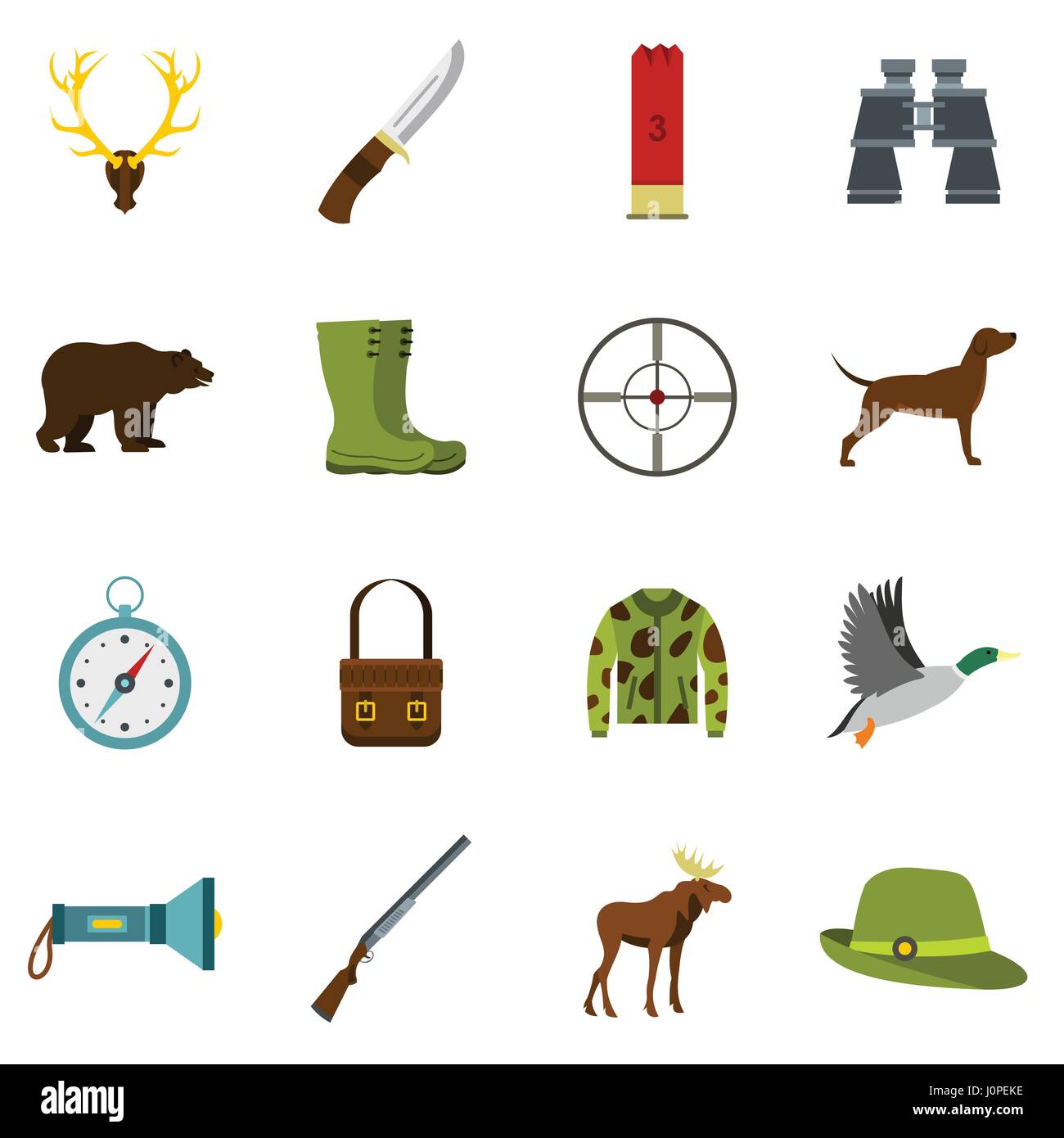 Hunting icons set in flat style Stock Vector Image & Art - Alamy