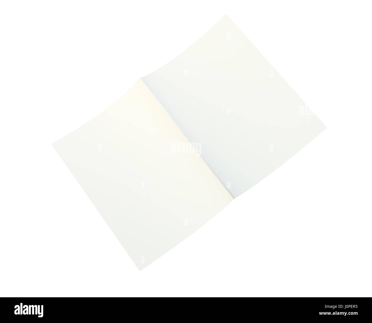 Empty folded leaflet paper. 3d rendering. White background Stock Photo ...