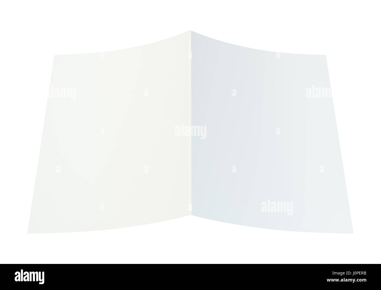 Blank folded leaflet white paper. 3d rendering. white background Stock ...