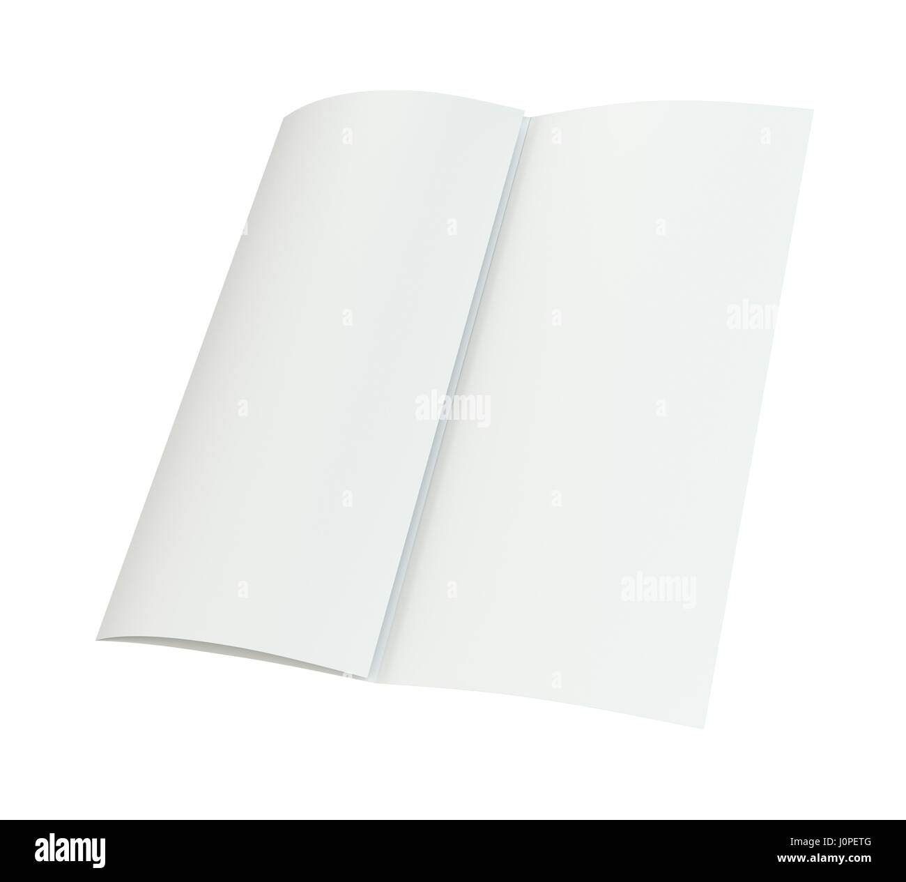 Empty folded leaflet paper. 3d rendering. White background Stock Photo ...