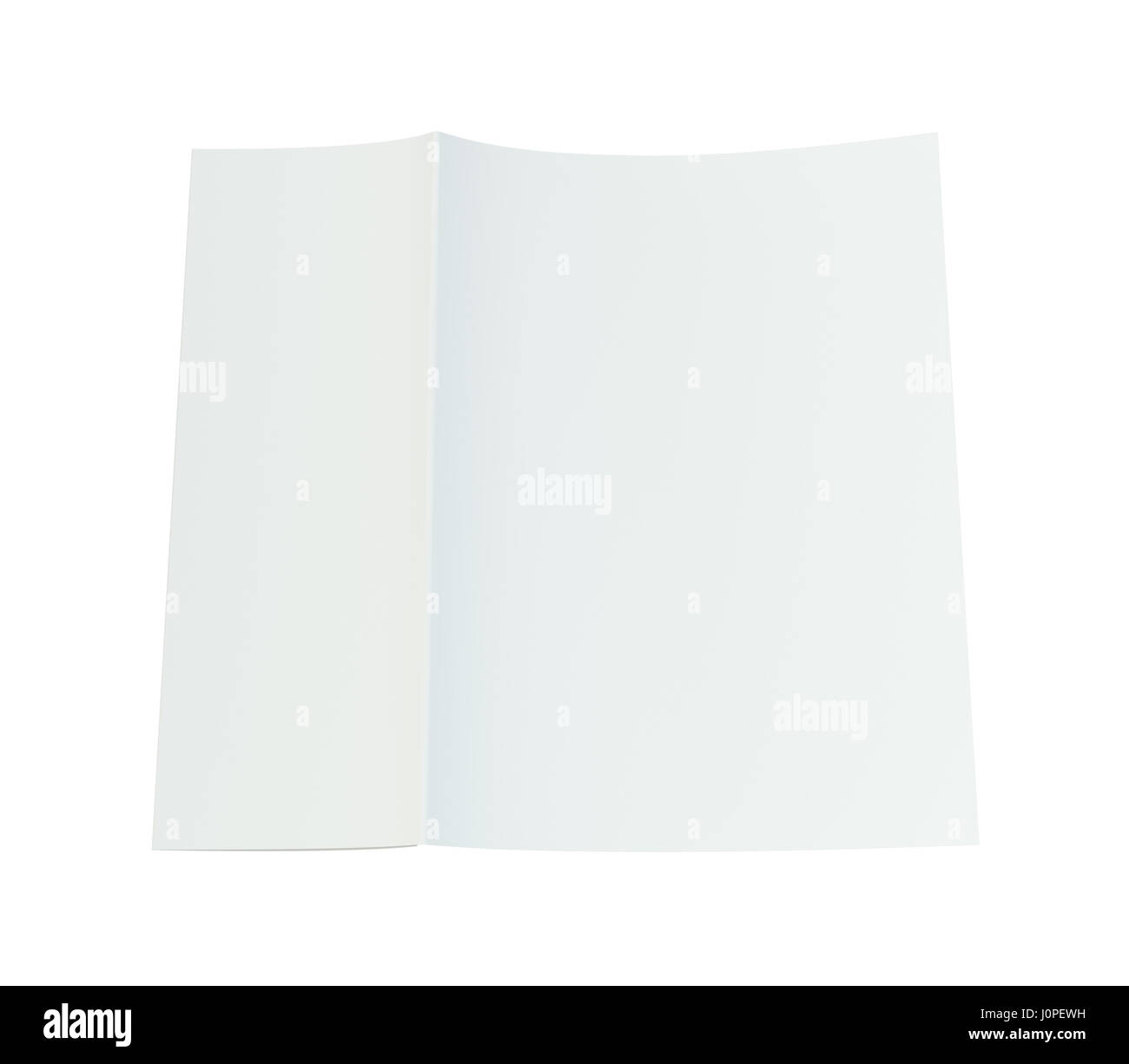 Empty folded leaflet paper. 3d rendering. White background Stock Photo ...