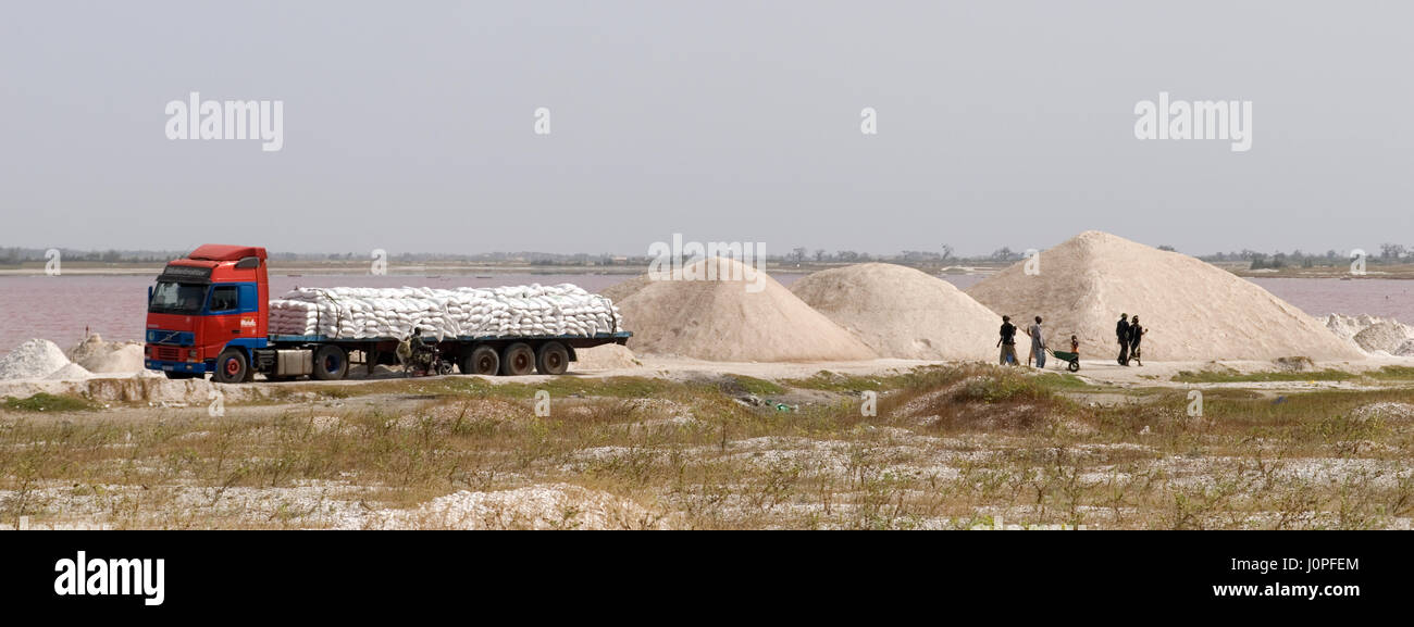 Salt mining at Lake Retba in Senegal Stock Photo - Alamy