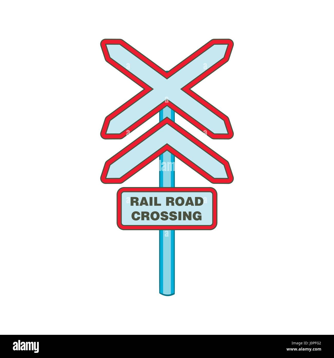 Sign rail road crossing icon, cartoon style Stock Vector Image & Art ...