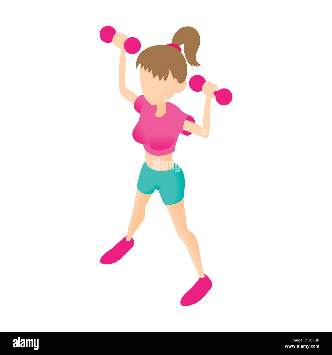 Fitness girl with dumbbells icon, cartoon style Stock Vector Image ...