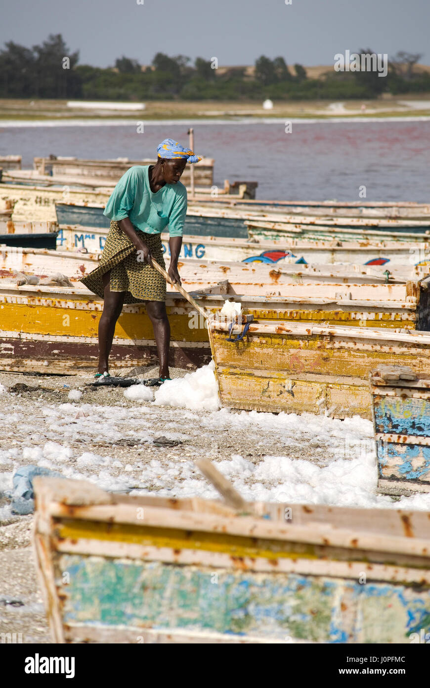 Salt mining at Lake Retba in Senegal Stock Photo - Alamy
