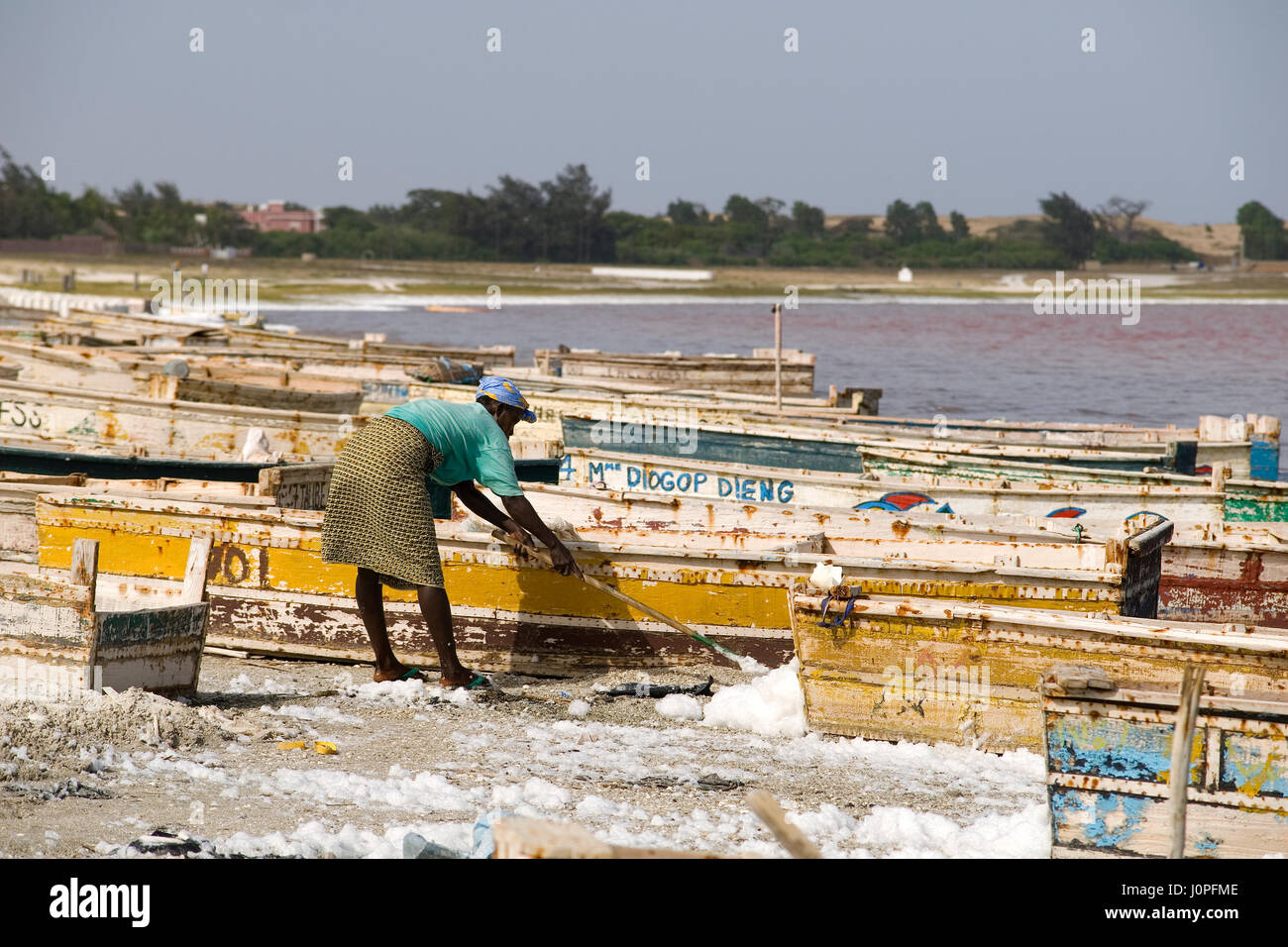 Salt mining at Lake Retba in Senegal Stock Photo - Alamy