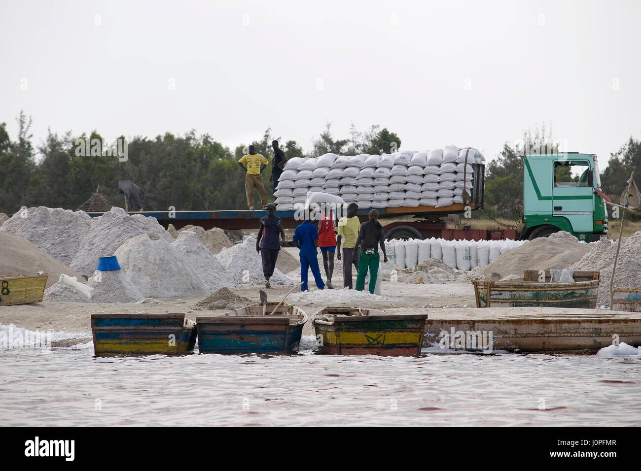 Salt mining at Lake Retba in Senegal Stock Photo - Alamy