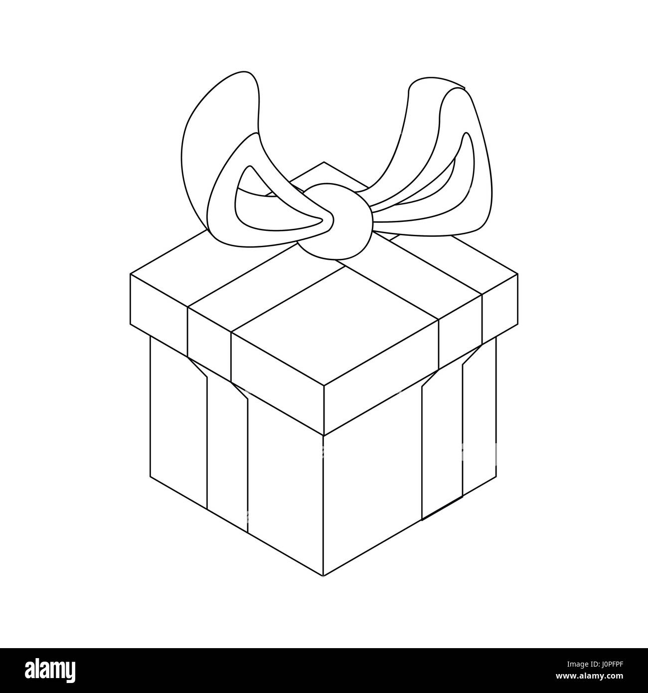 Gift box with ribbon bow icon, outline style Stock Vector Image & Art ...