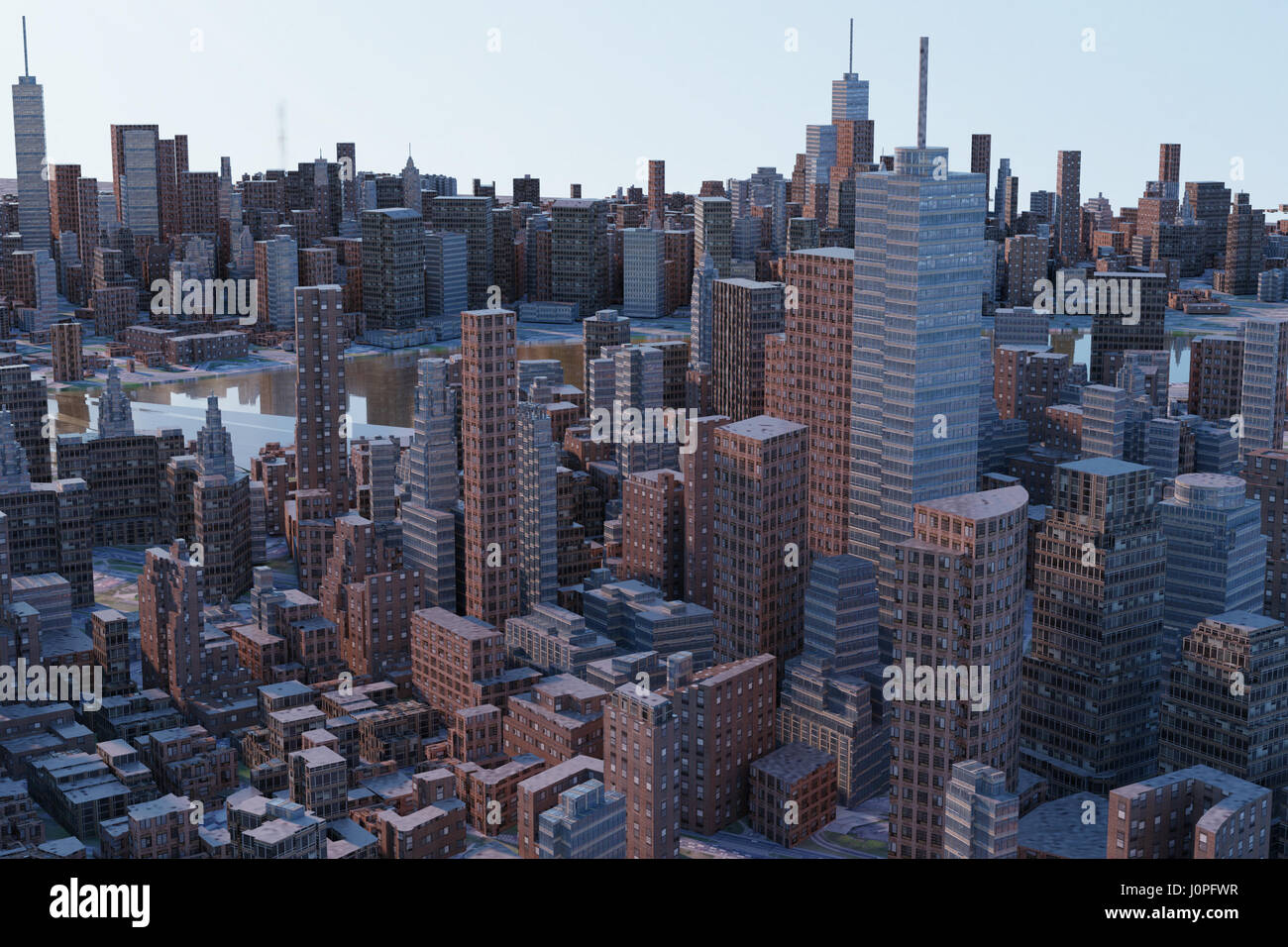 3D rendering of cityscapes with many tall buildings for business ...
