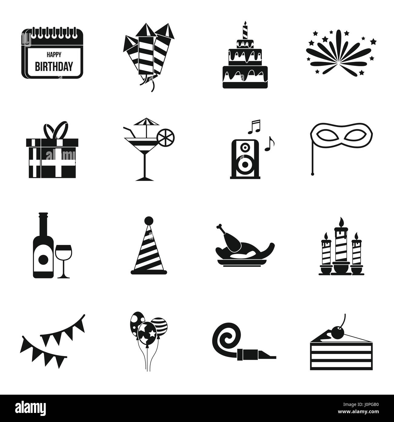 Happy Birthday icons set, simple style Stock Vector Image & Art - Alamy