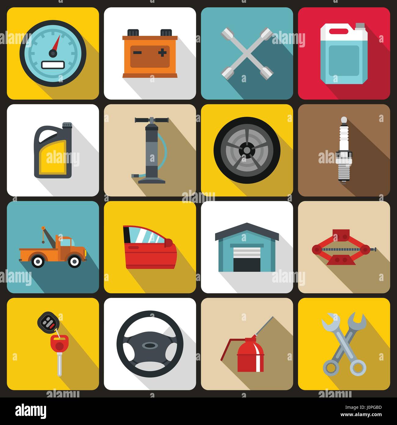 Car maintenance and repair icons set, flat style Stock Vector Image ...