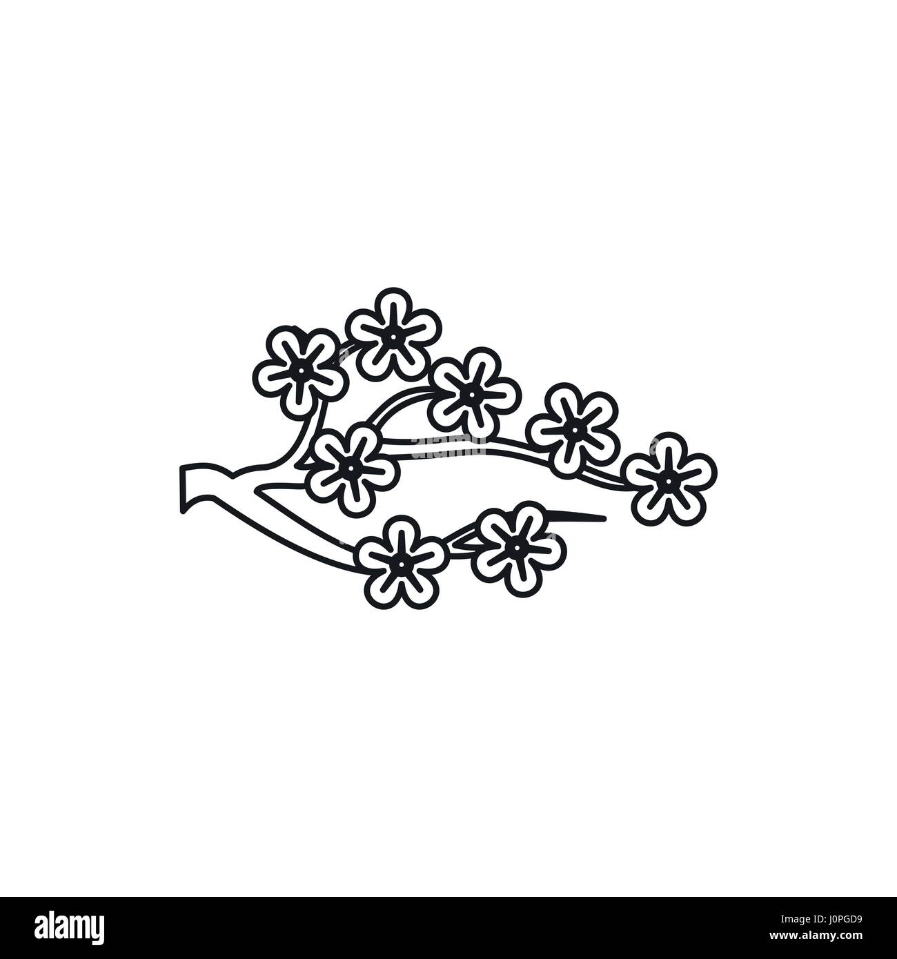 Branch sakura flowers icon outline hi-res stock photography and images ...