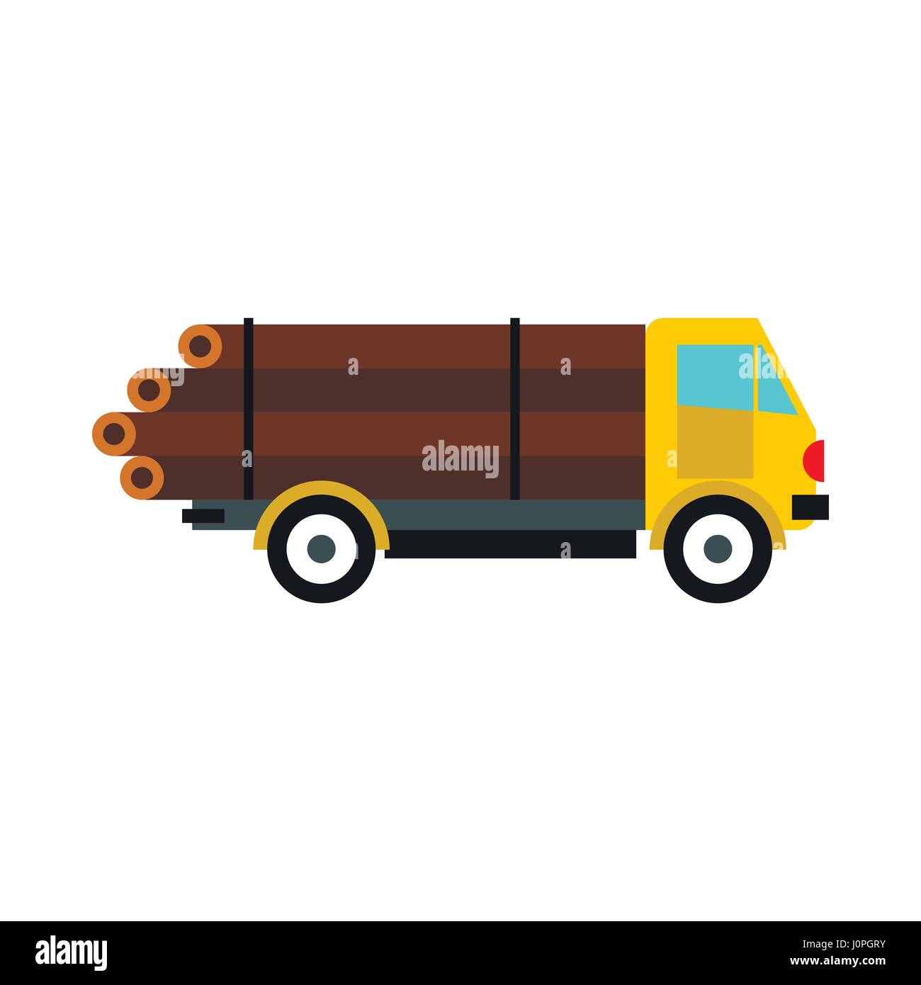Logging truck with logs icon, flat style Stock Vector Image & Art - Alamy
