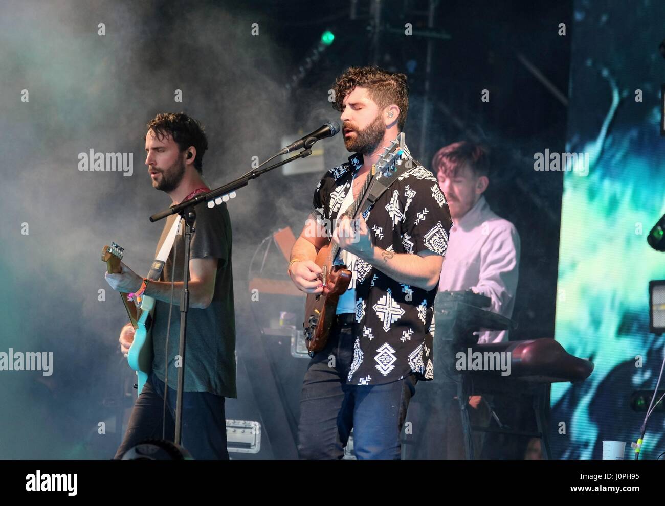 The Foals with lead singer Yannis Philippakis performing on the Pyramid ...