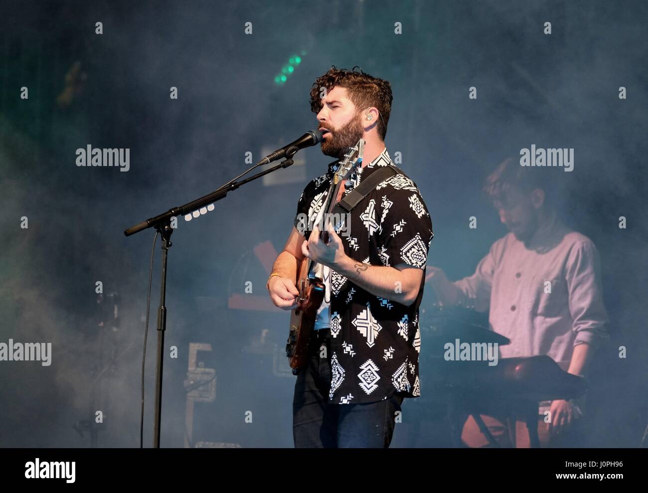 The Foals with lead singer Yannis Philippakis performing on the Pyramid ...
