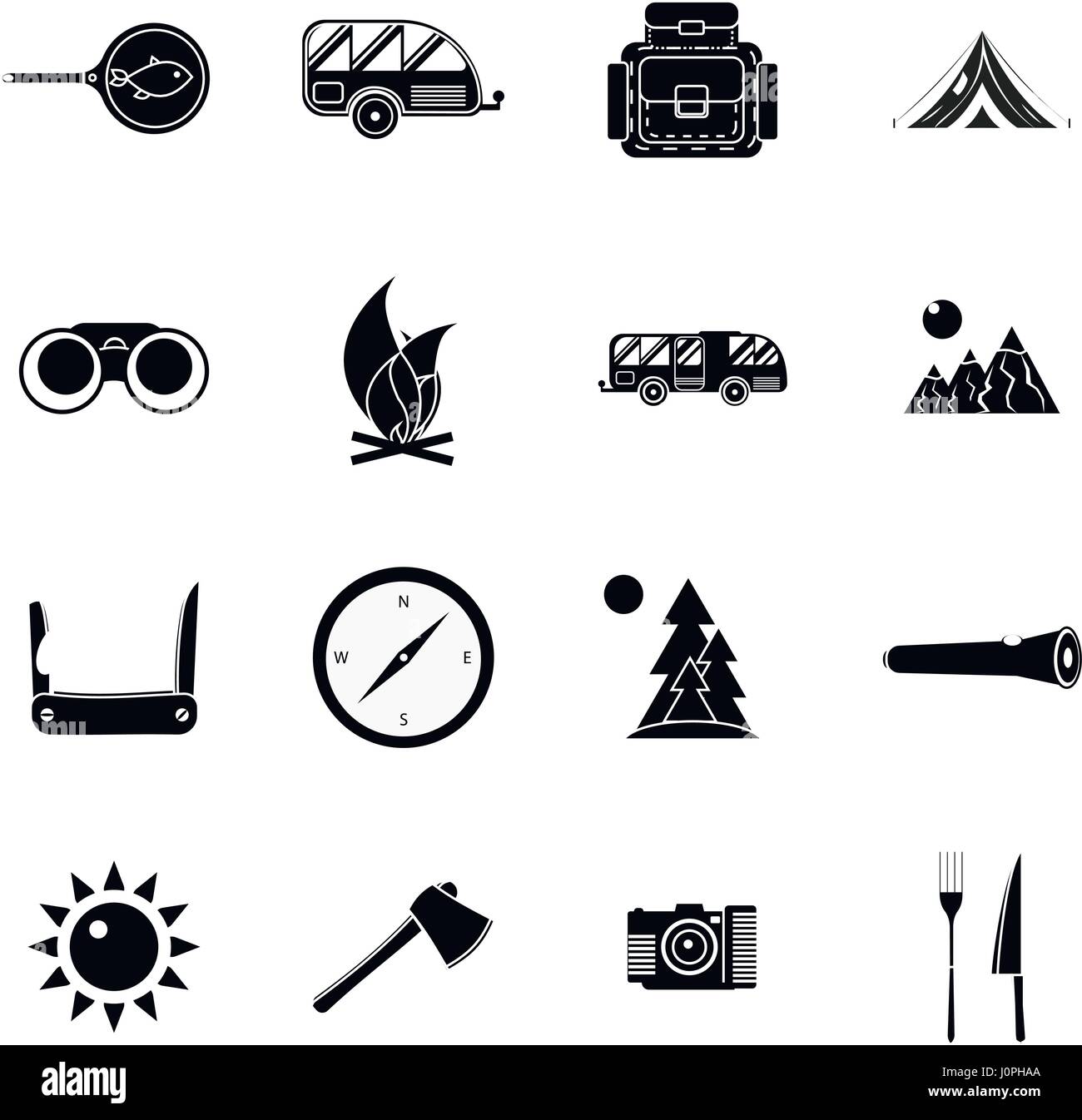 Summer camp icons simple Cut Out Stock Images & Pictures - Alamy
