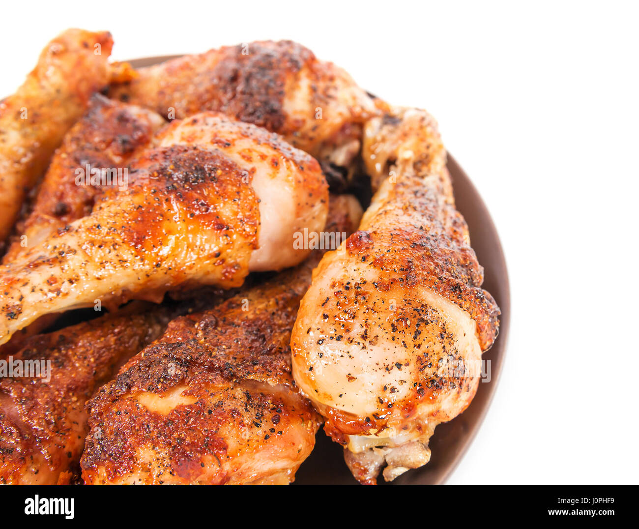 Roasted chicken background on white Stock Photo - Alamy