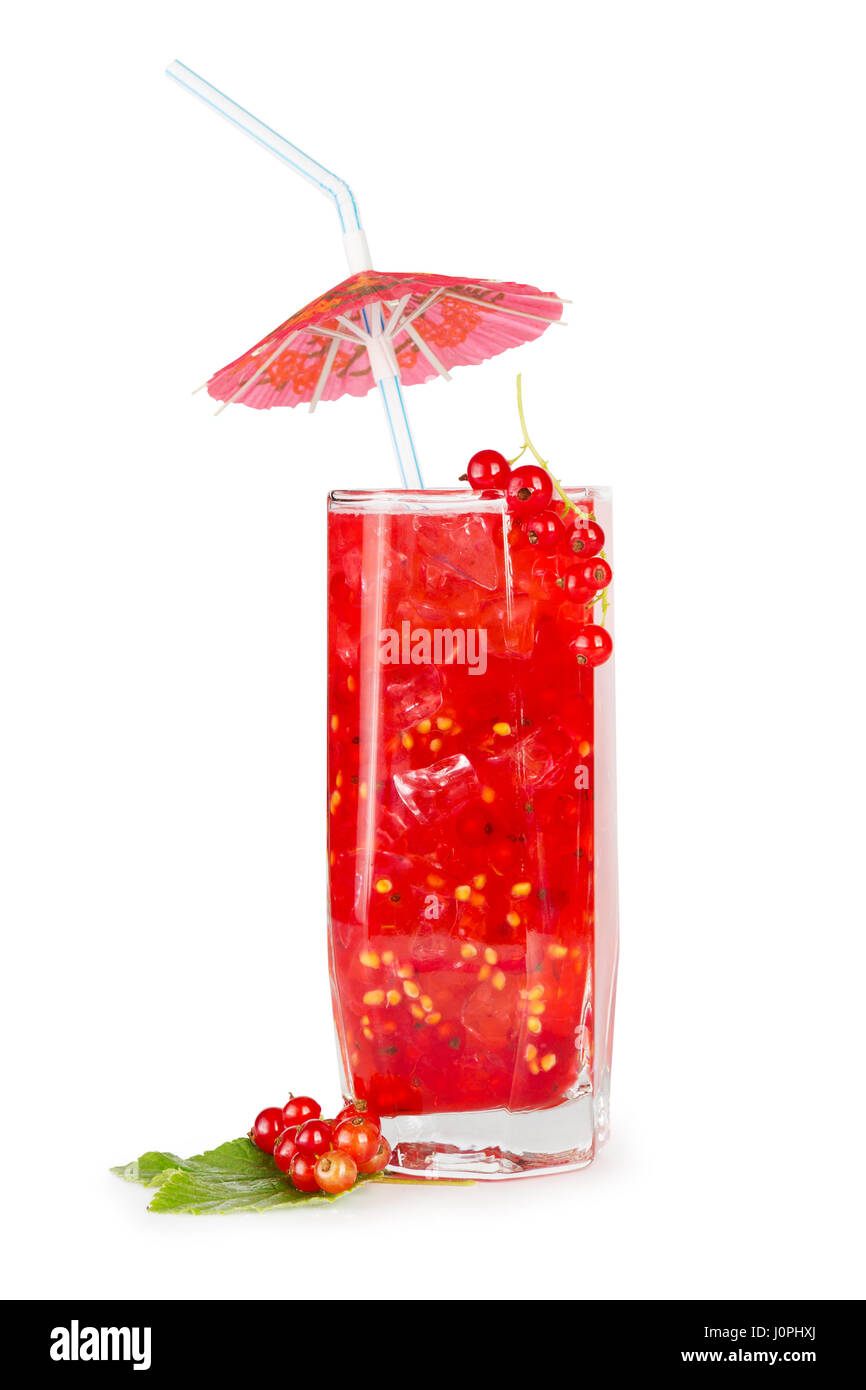 Red current refreshing drink on white background Stock Photo - Alamy