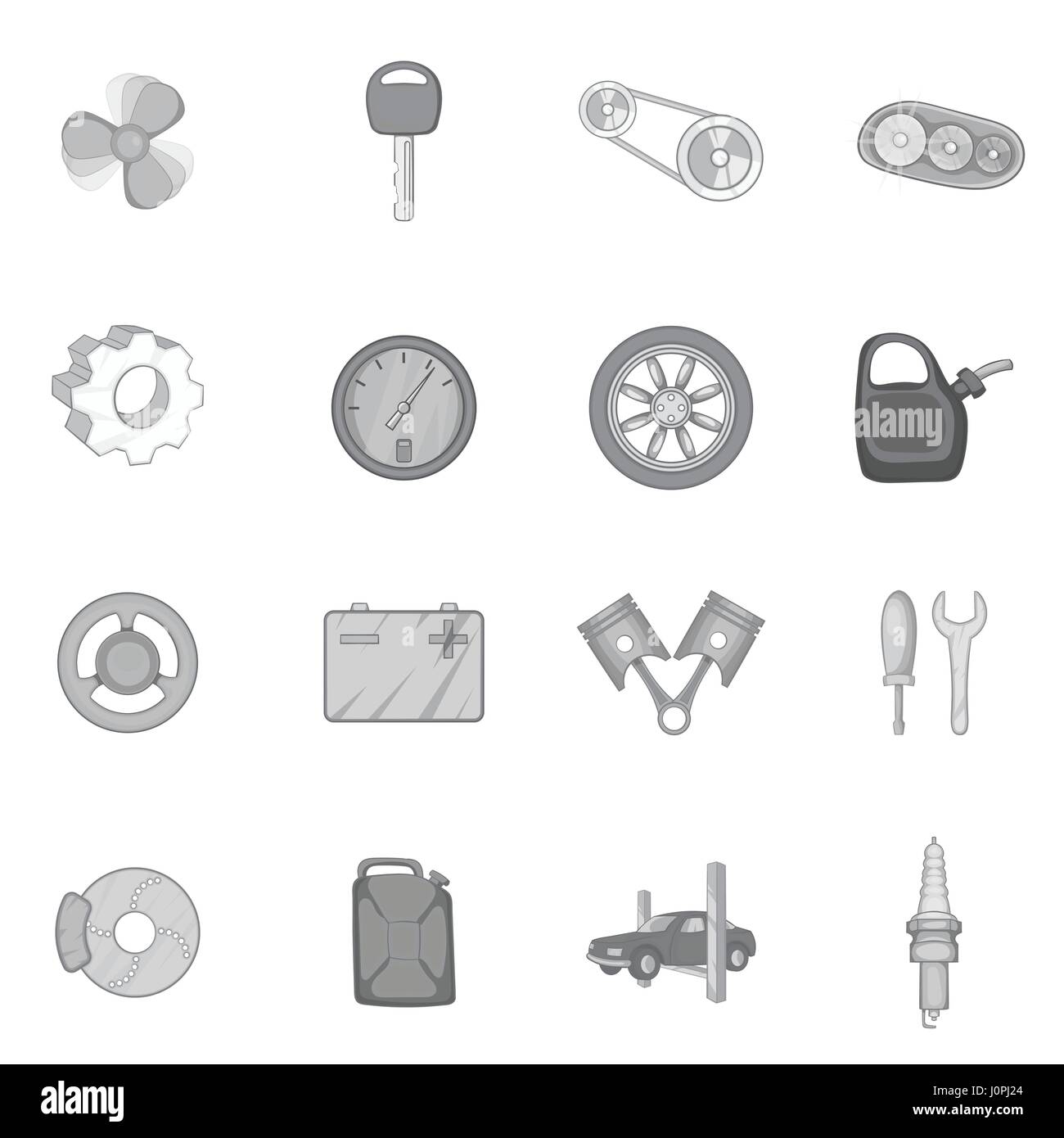 Auto spare parts icons set, black monochrome style Stock Vector Image ...