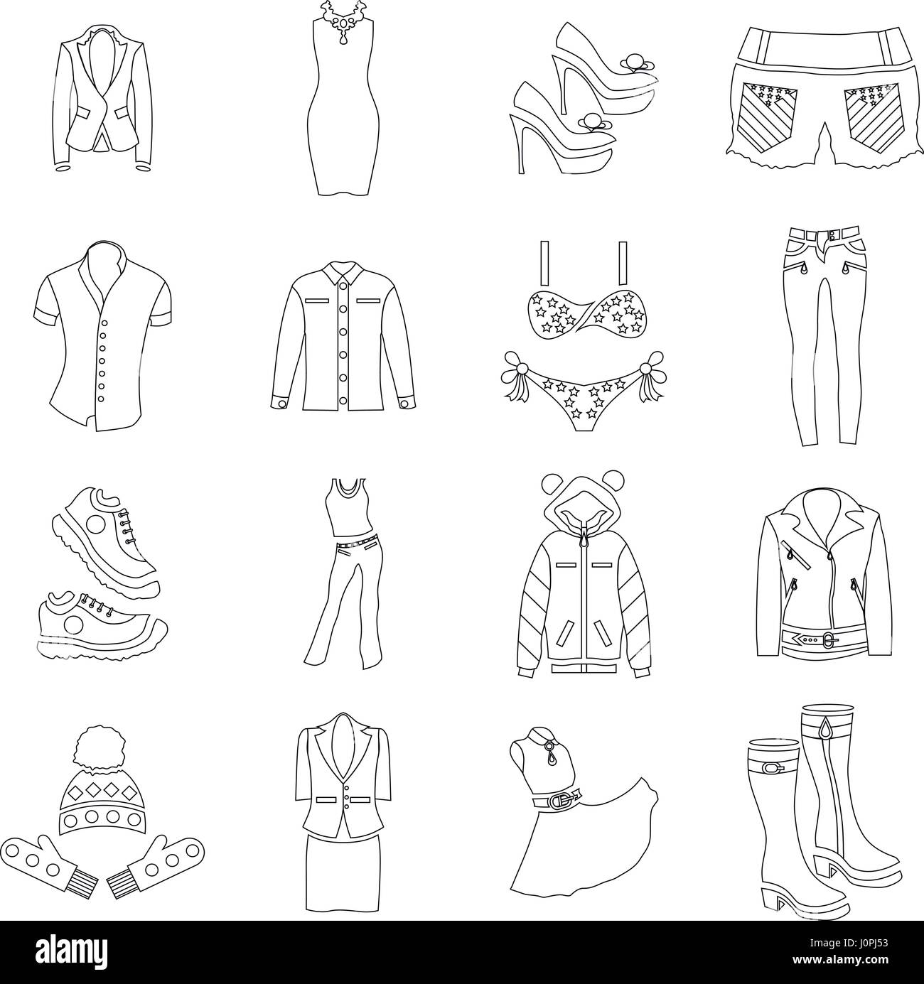 Woman clothes icons set, outline style Stock Vector Image & Art - Alamy